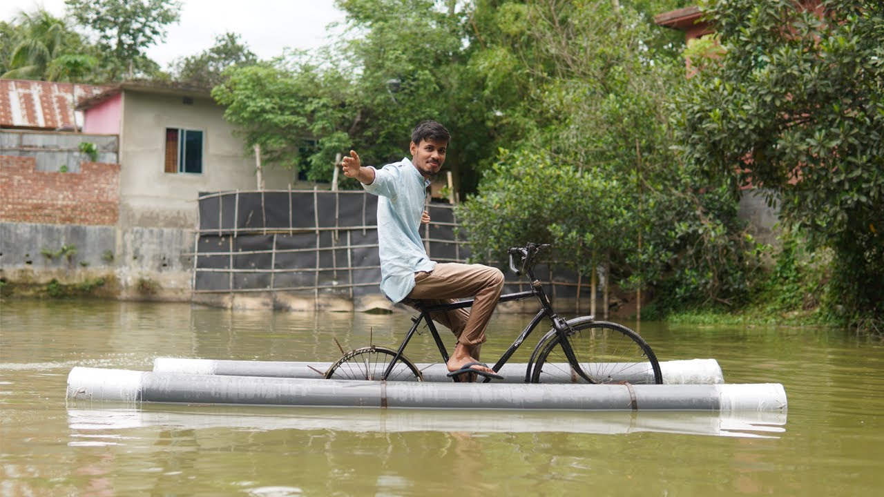 Amazing video of Boys Riding Water Bicycle in the Village Pond || MH4 ...