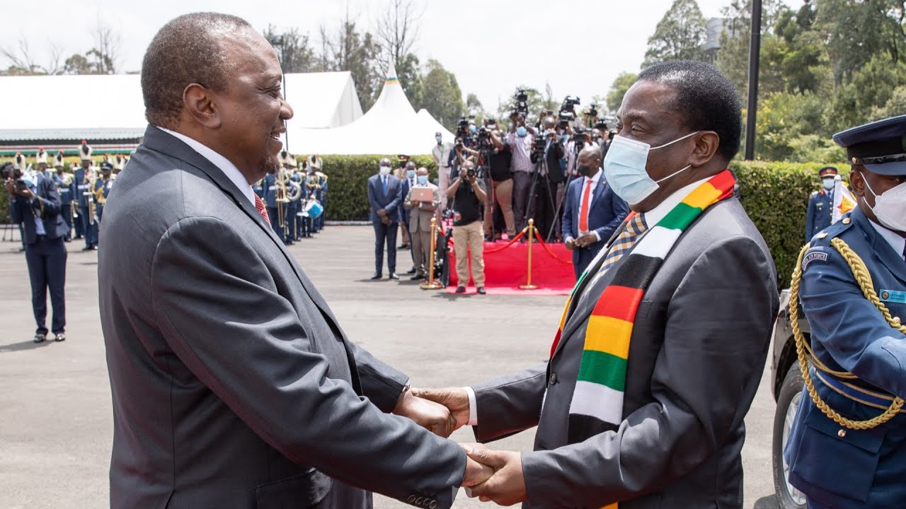 ZIMBABWE PRESIDENT EMMERSON MNANGAGWA ARRIVES AT STATE HOUSE, NAIROBI ...