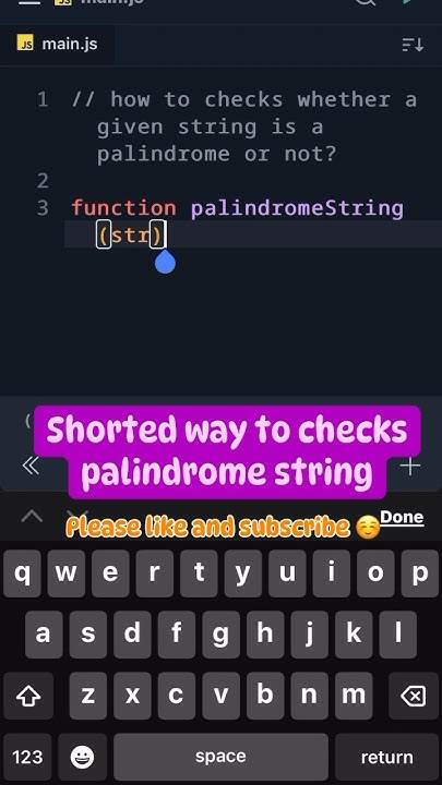 Most Asked interview questions in javascript | check palindrome string #coding #javascript - YouTube