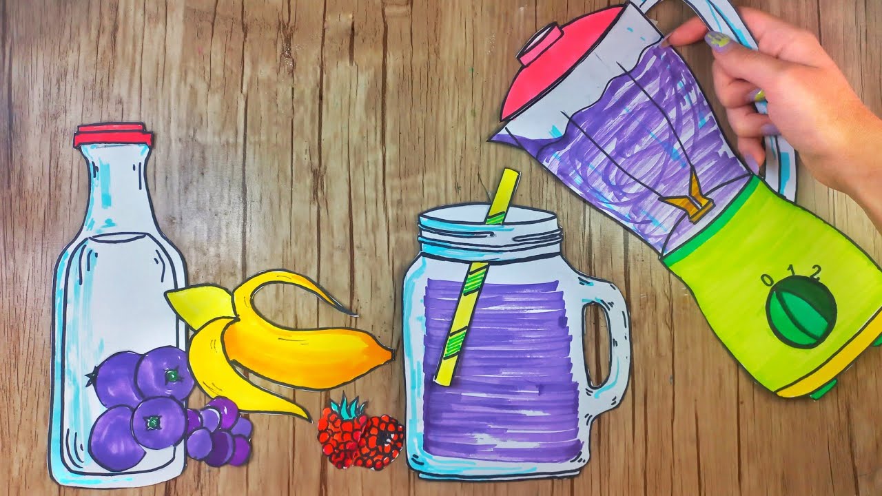|💜paper diy💜| Blueberry smoothie 🫐Paper play | Paper asmr - YouTube