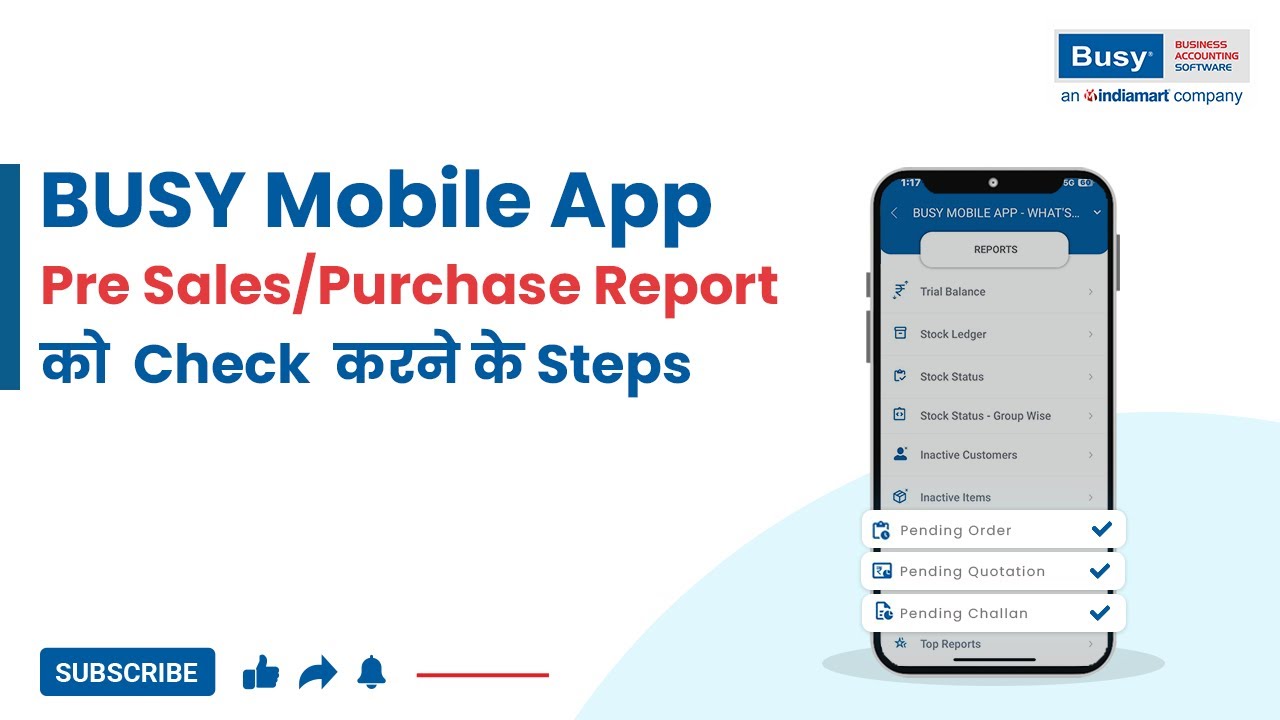 BUSY Mobile App में Pre Sales/Purchase Report को Check करने के Steps ...