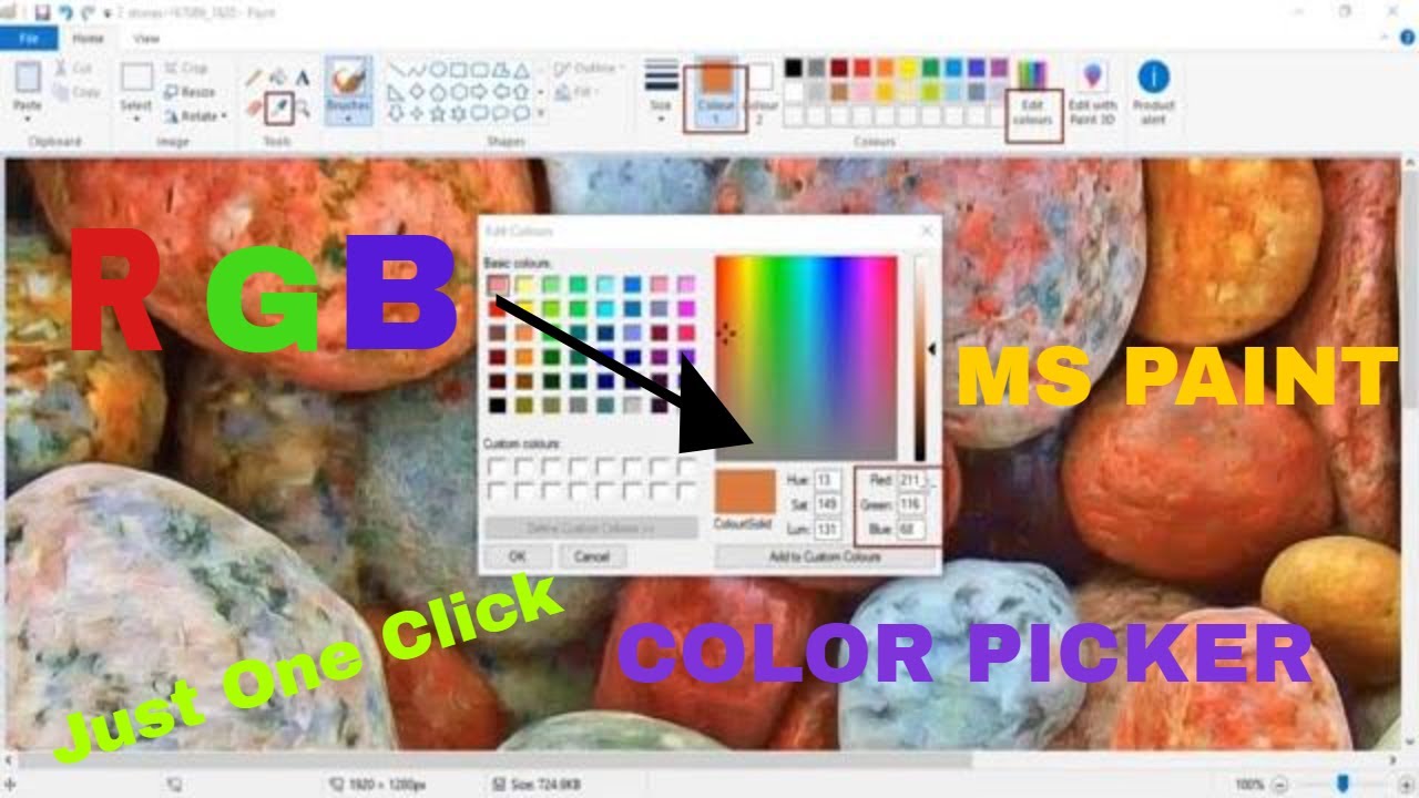 How To Calculate RGB Values Of Any Point In The Image Using MS PAINT