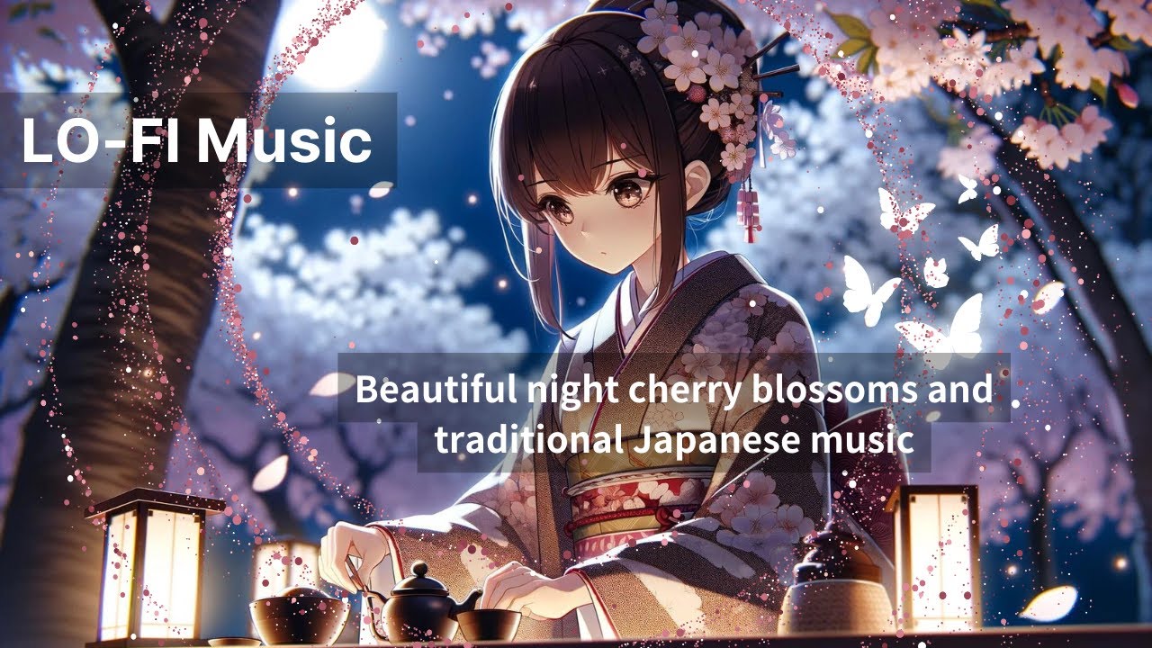 Sakura tea under the moon - Beautiful night cherry blossoms and ...