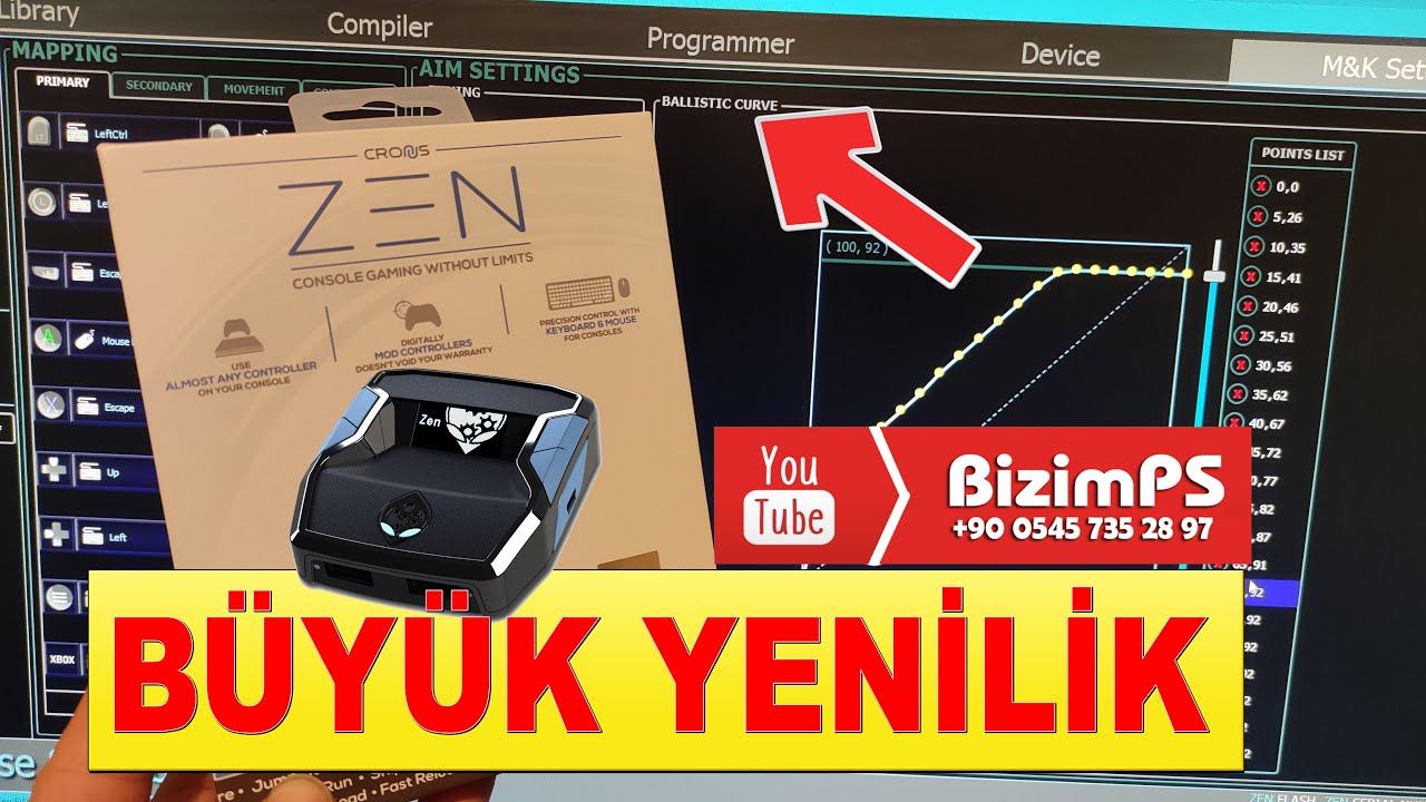 CRONUS ZEN Ballistic Curve Ayarı NASIL YAPILIR - YENİ FARE VE KLAVYE MOTORU - BizimPS - YouTube