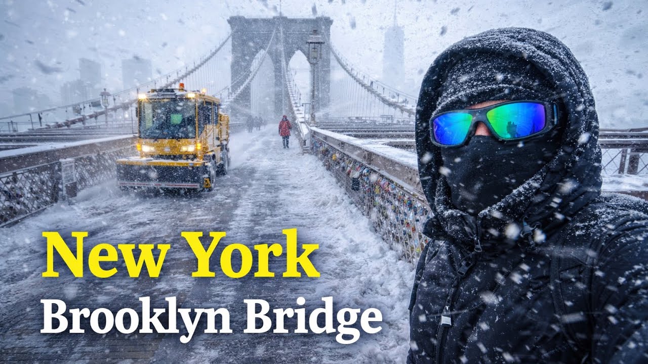 Brooklyn Bridge Snow Walk ️ 4K Winter Storm | From Brooklyn to ...