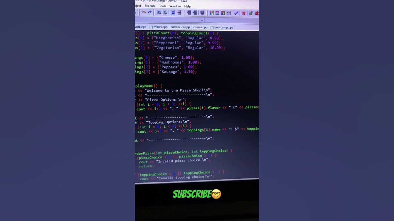 Pizza Shop In C Ide Dev C Cppprogramming Codingtime Codinglife Youtube