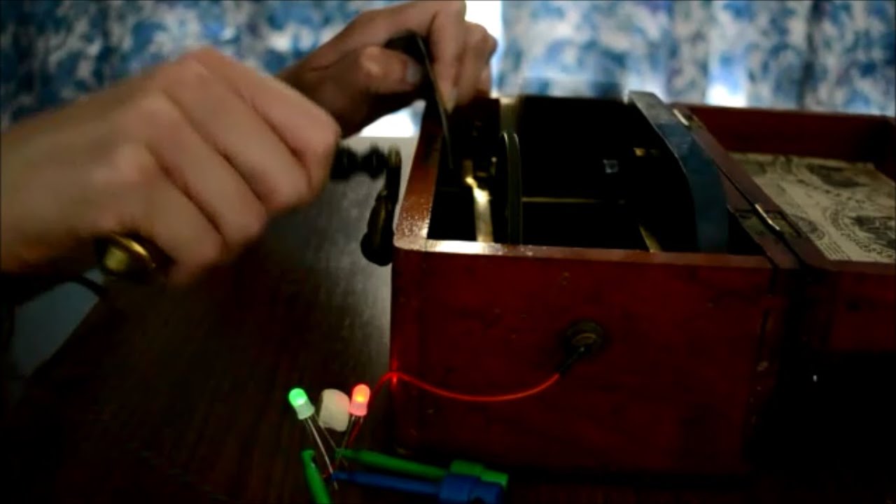 Magneto Electric Machine, testing on myself and LEDs - YouTube