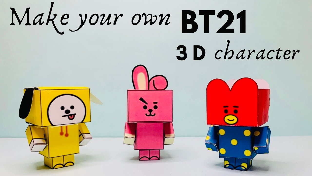 Make your own Bt21 3D character || Tata Chimmy Cooky || Bts room decor ...