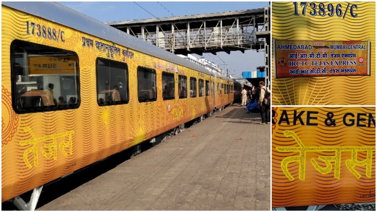 Brand New Train- Ahmedabad Mumbai Tejas Express arriving and departing ...