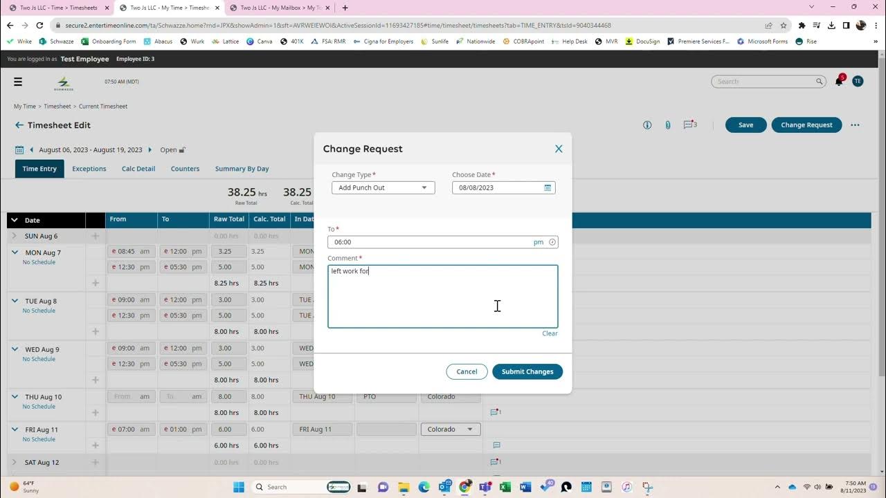How To Submit a Timesheet Change Request - YouTube