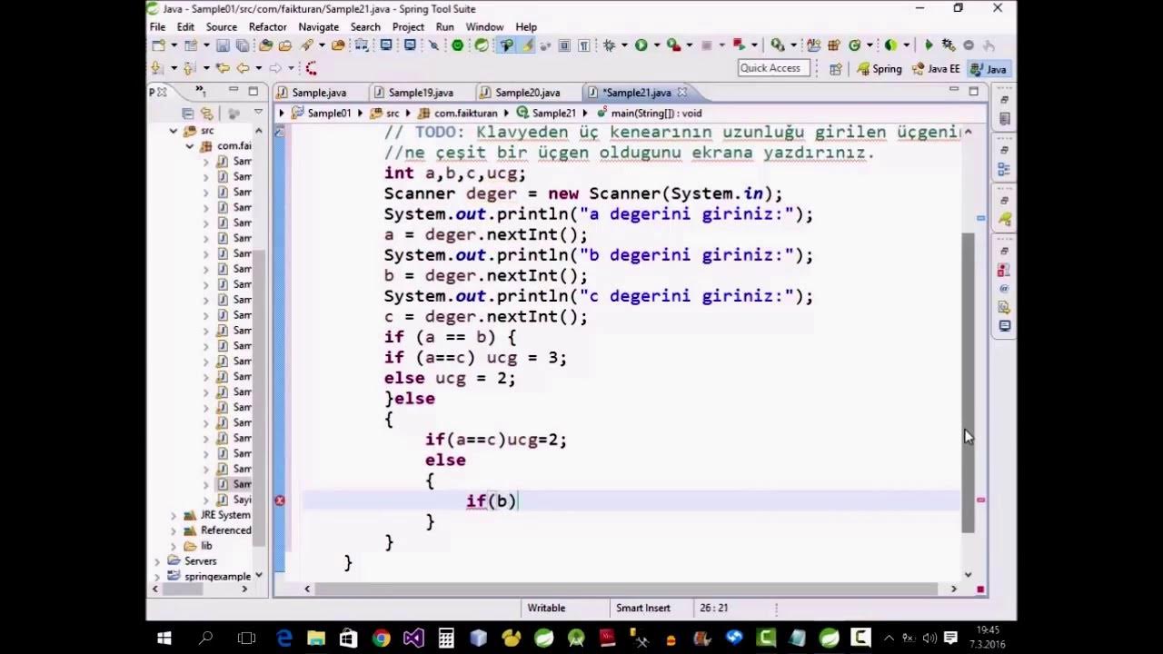 Java 025-Java Örnek, if-else, switch-case birlikte Kullanımı - YouTube