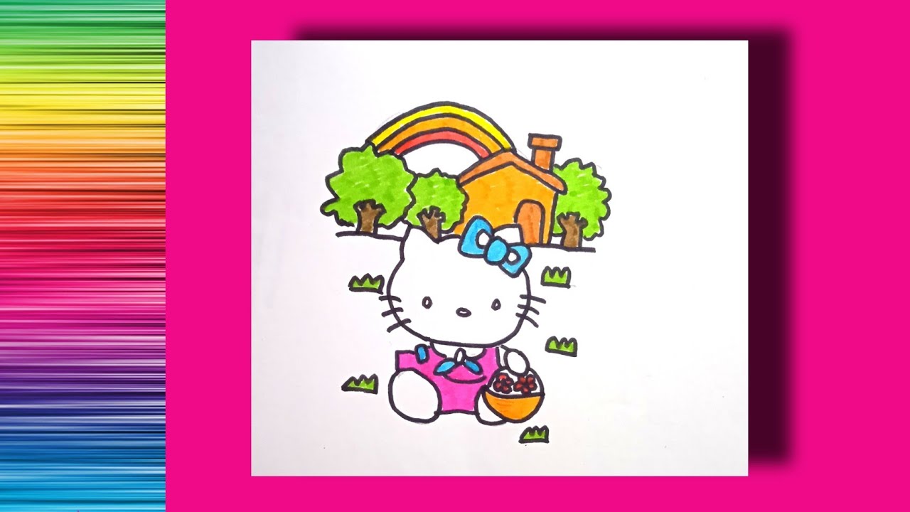 hello kitty easy drawing tutorial for beginner| painting and colouring ...