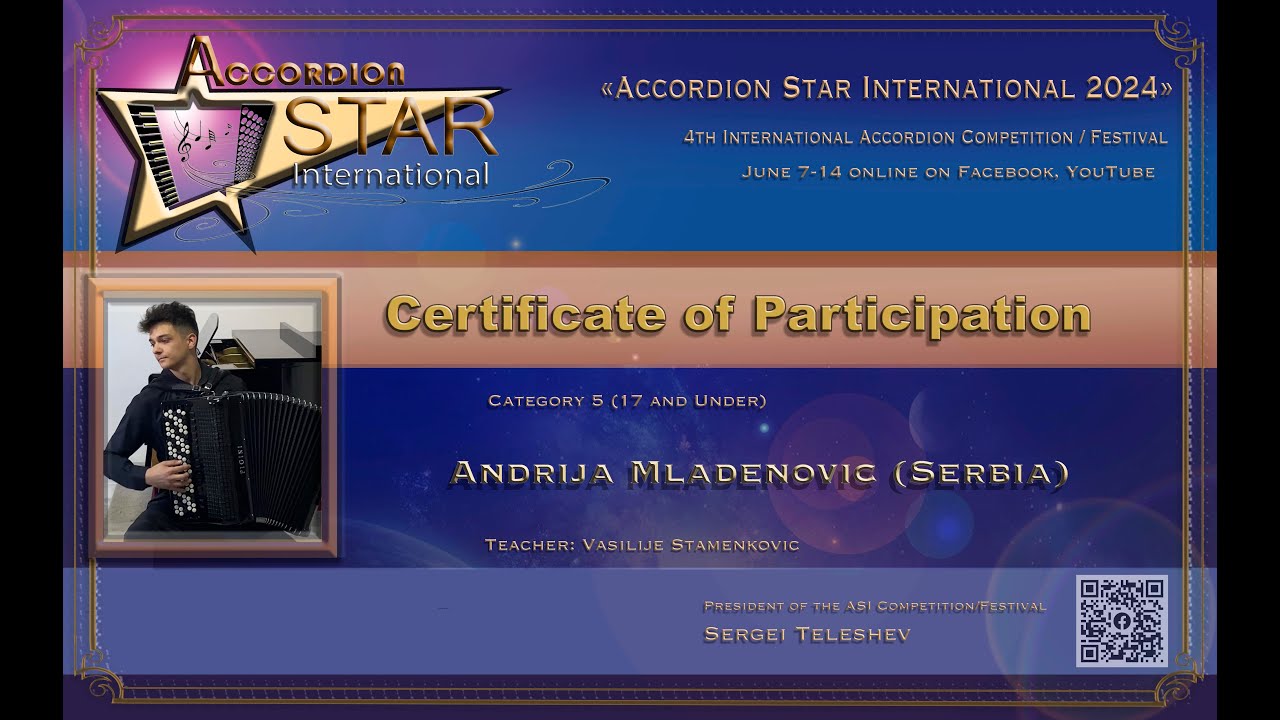 Accordion Star International 2024 Andrija Mladenovic (Serbia) Cat 5 (17 ...
