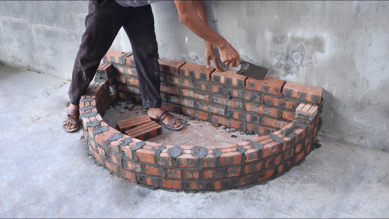 Build a beautiful fish tank from red bricks + cement - YouTube