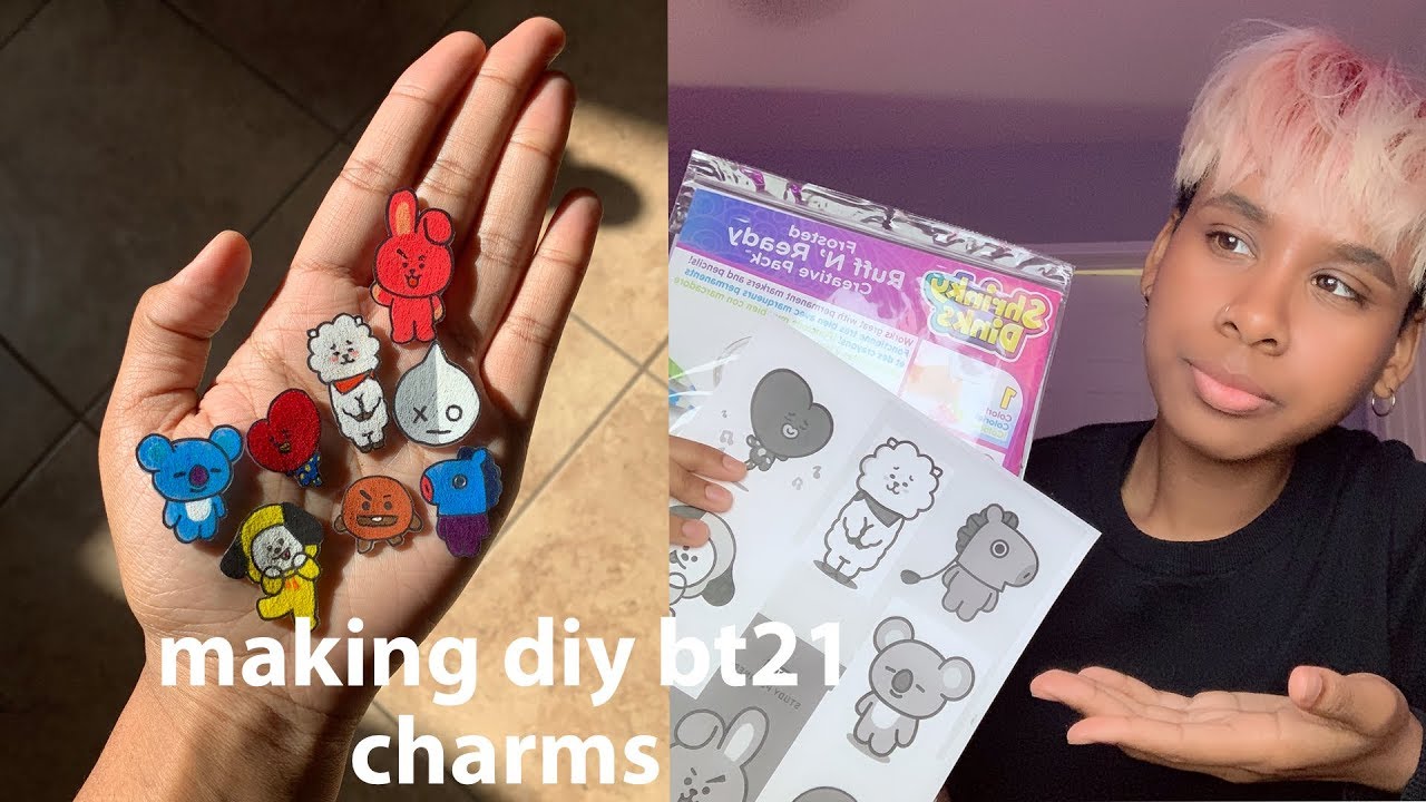 making diy bt21 charms because im broke - YouTube