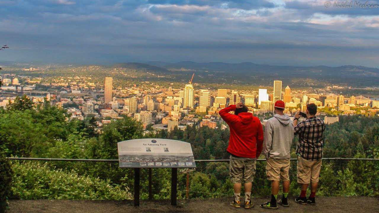 View of Downtown Portland from Pittock Mansion 4K [HQ] - YouTube