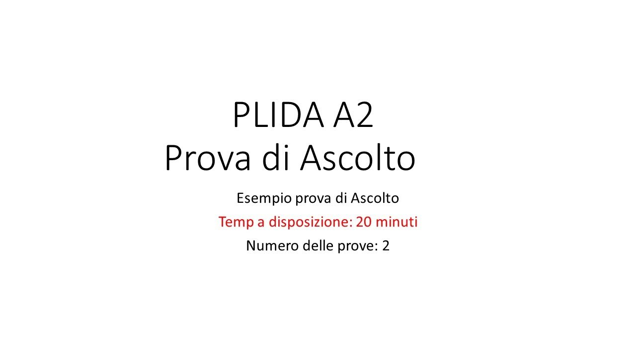 PLIDA A2 | Novembre 2010 | Prova di Ascolto con le soluzioni - YouTube