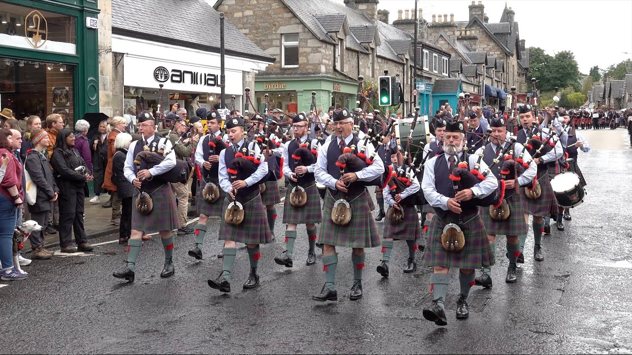Arbroath and Perth Pipe Bands playing in street parade march to 2024 ...