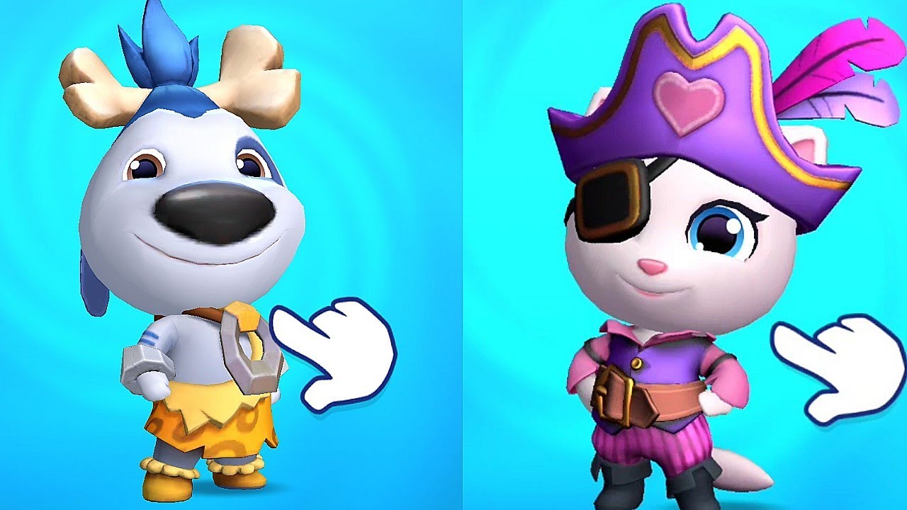 Talking Tom Gold Run 2 Pirate Angela vs Prehistoric Hank Gameplay - YouTube