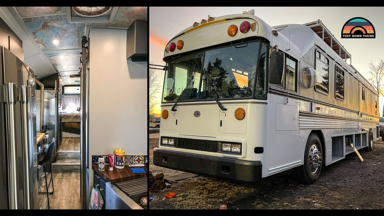 Full Tour - Raised Roof Bus Conversion Built To Live Simply Off The ...