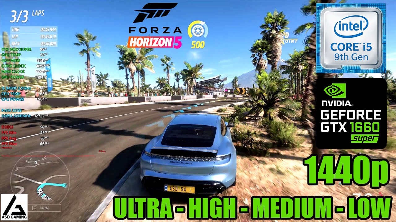 GTX 1660 SUPER 6GB + i5 9400F | FORZA HORIZON 5 (2K) (1440p Low - Med ...