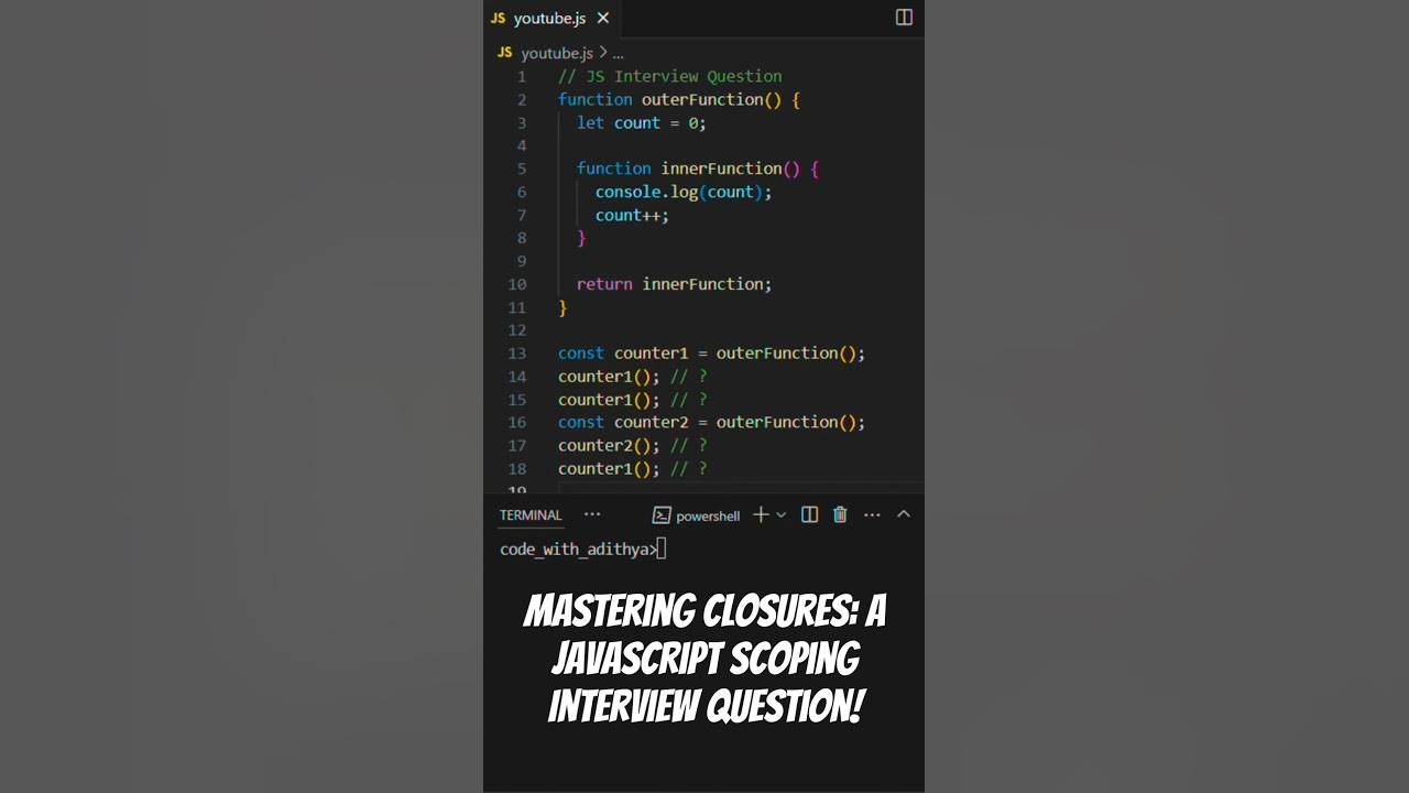 #day2 Mastering Closures: A JavaScript Scoping Interview Question #code_with_adithya #javascript ...