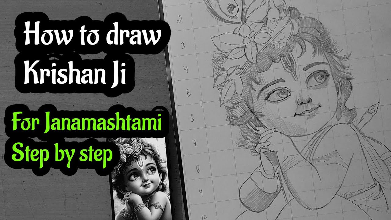 Drawing of Krishan Ji For Janamashtami | How to Draw Easy Krishna ...