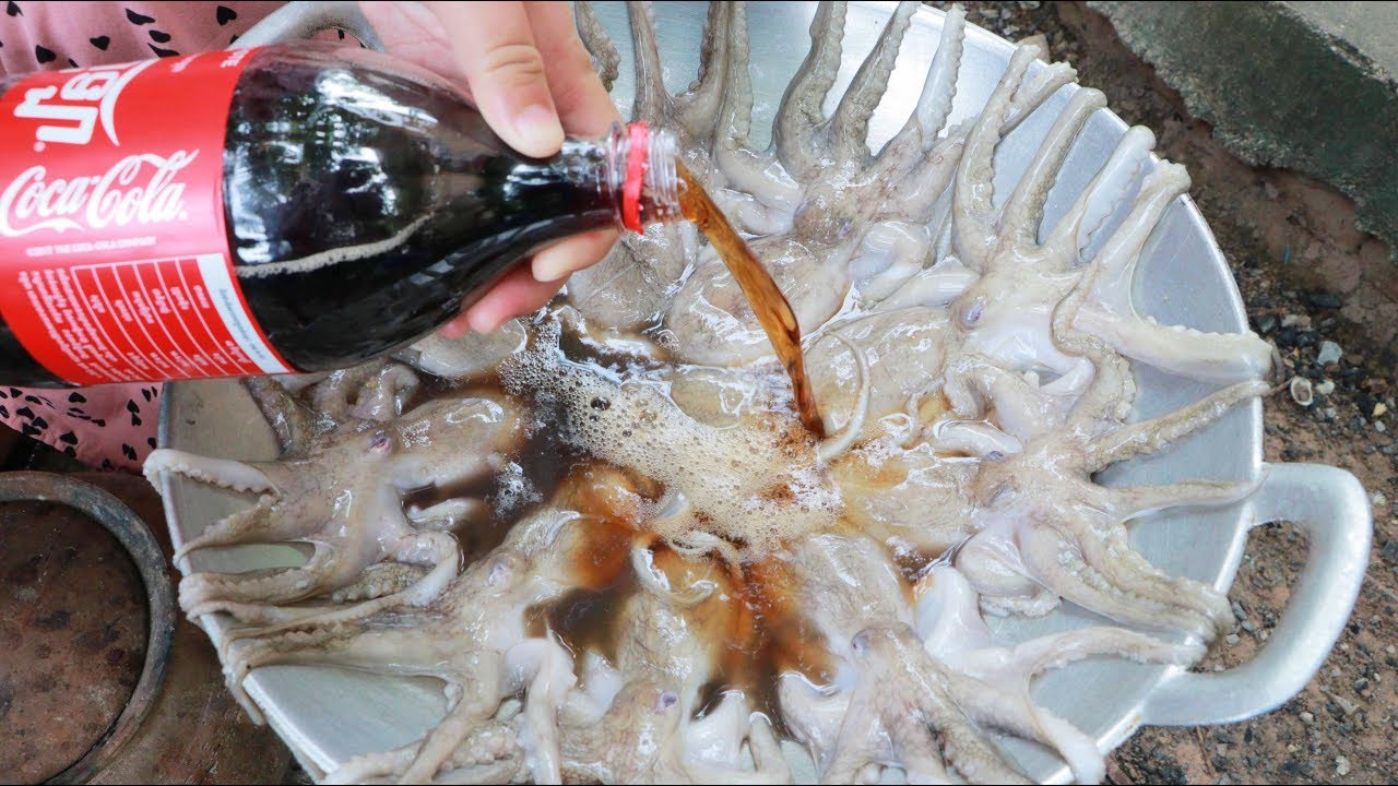 Yummy Octopus Cooking Cocacola - Octopus Roasted - Cooking With Sros ...