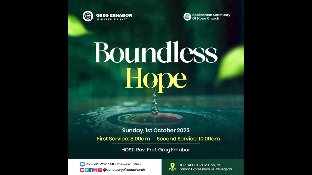 BOUNDLESS HOPE || FIRST SERVICE 8:00am || SECOND SERVICE 10:00am || SSOH || 01-10-2023 - YouTube