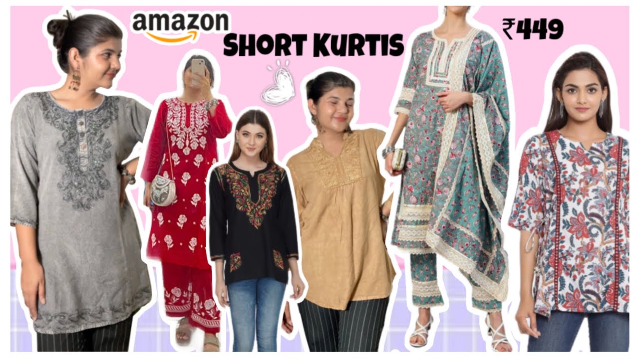 Amazon Short Kurtis Haul 🎀 Lucknowi Kurtis, Kurta Sets, Chinkari Cotton ...
