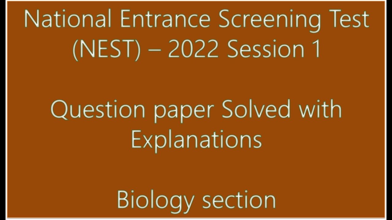 NEST 2022 Session 1 question paper/IIT JAM/CUCET/NEET - YouTube