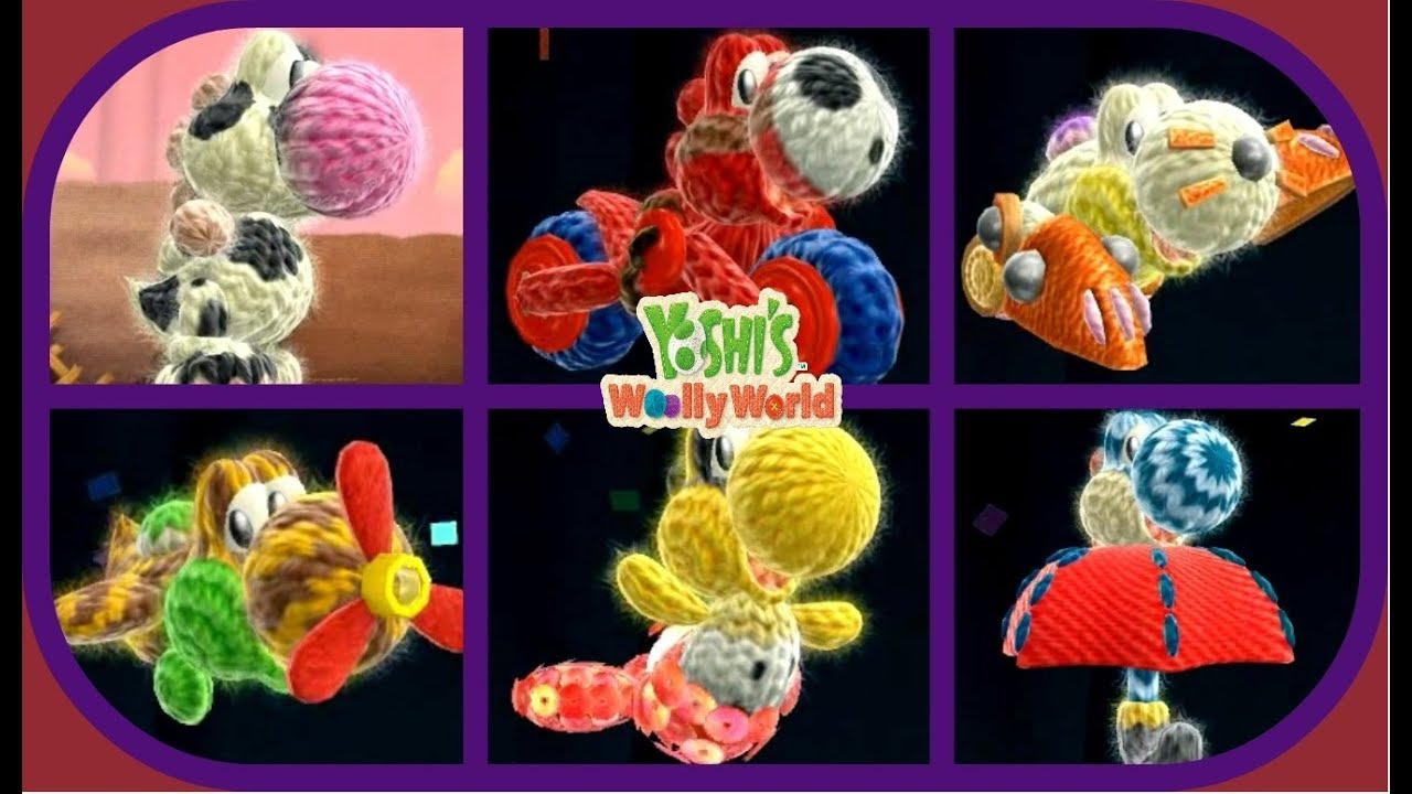 Yoshi's Woolly World-All Yoshi Transformations - YouTube
