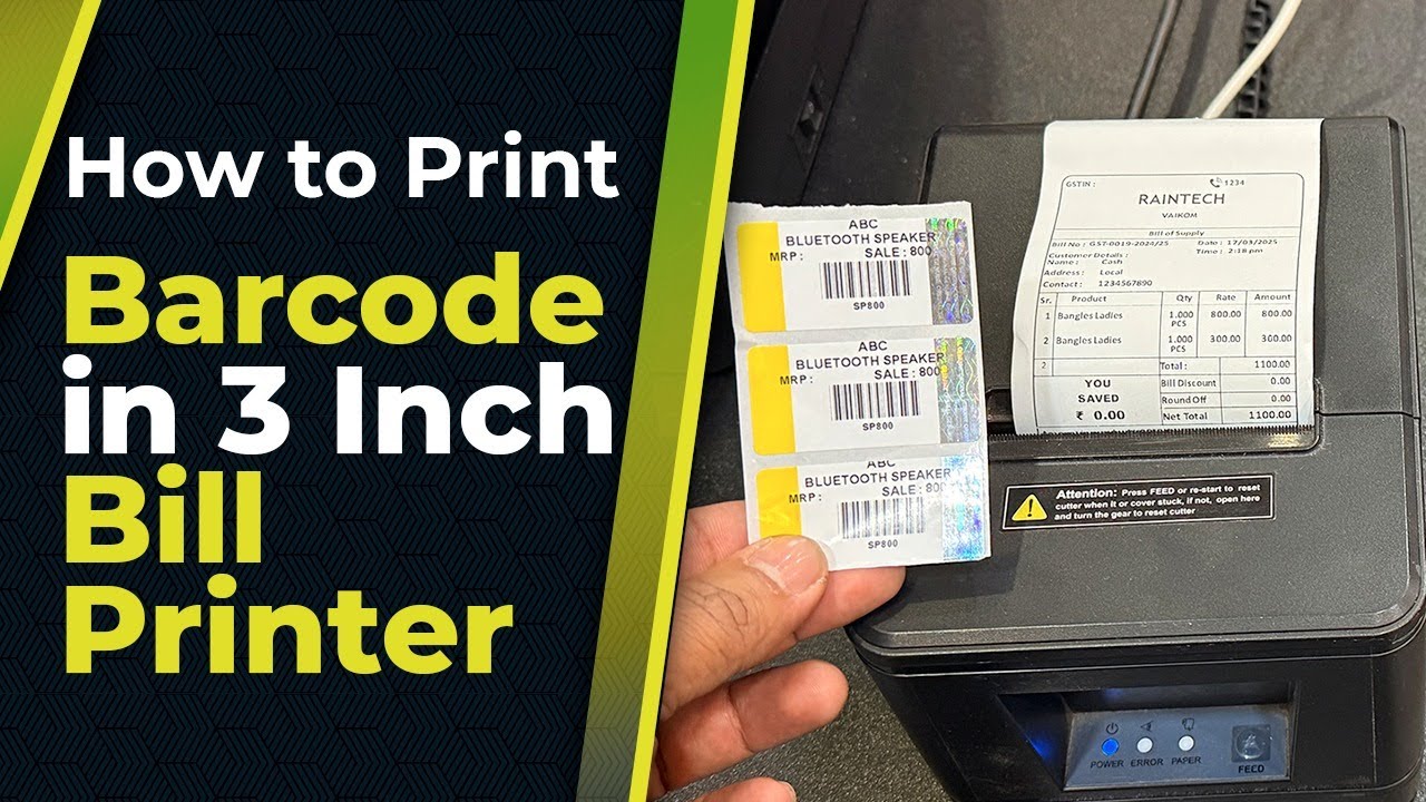How to Print Barcode in 3 Inch Bill Printer - YouTube