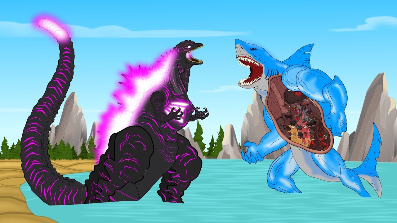 SHIN GODZILLA Swallow Baby SHARK vs Evolution of SHARK Swallow Godzilla ...