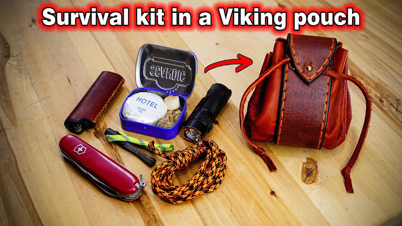 Mini Survival Kit in a Viking Leather Pouch - YouTube