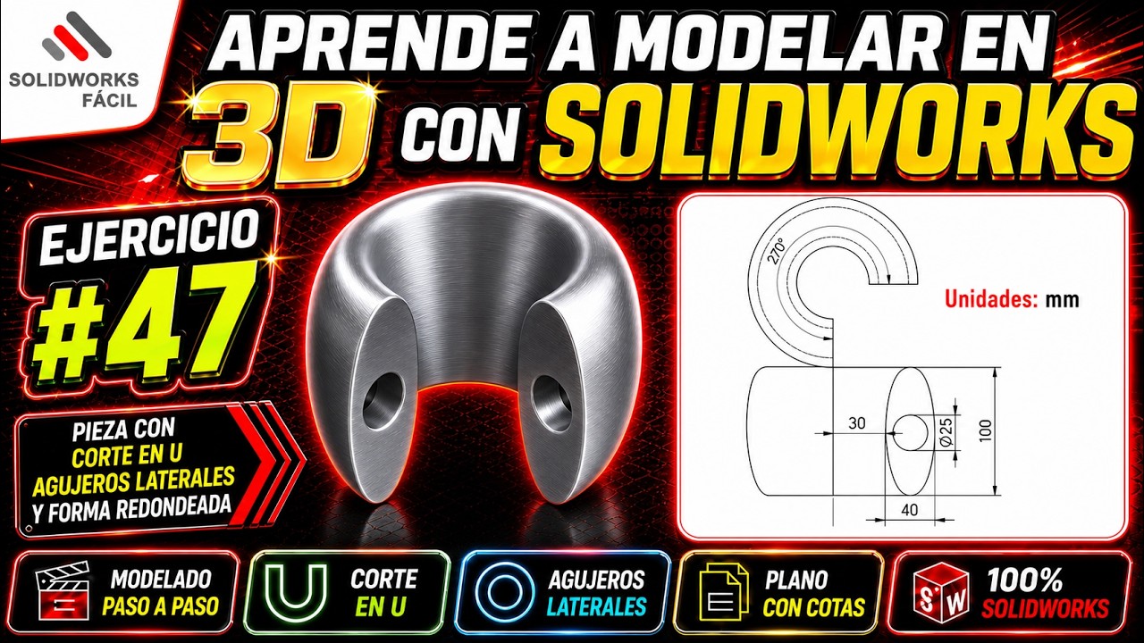 Ejercicio #47 - Aprender a Modelar piezas en 3D - Solidworks - YouTube
