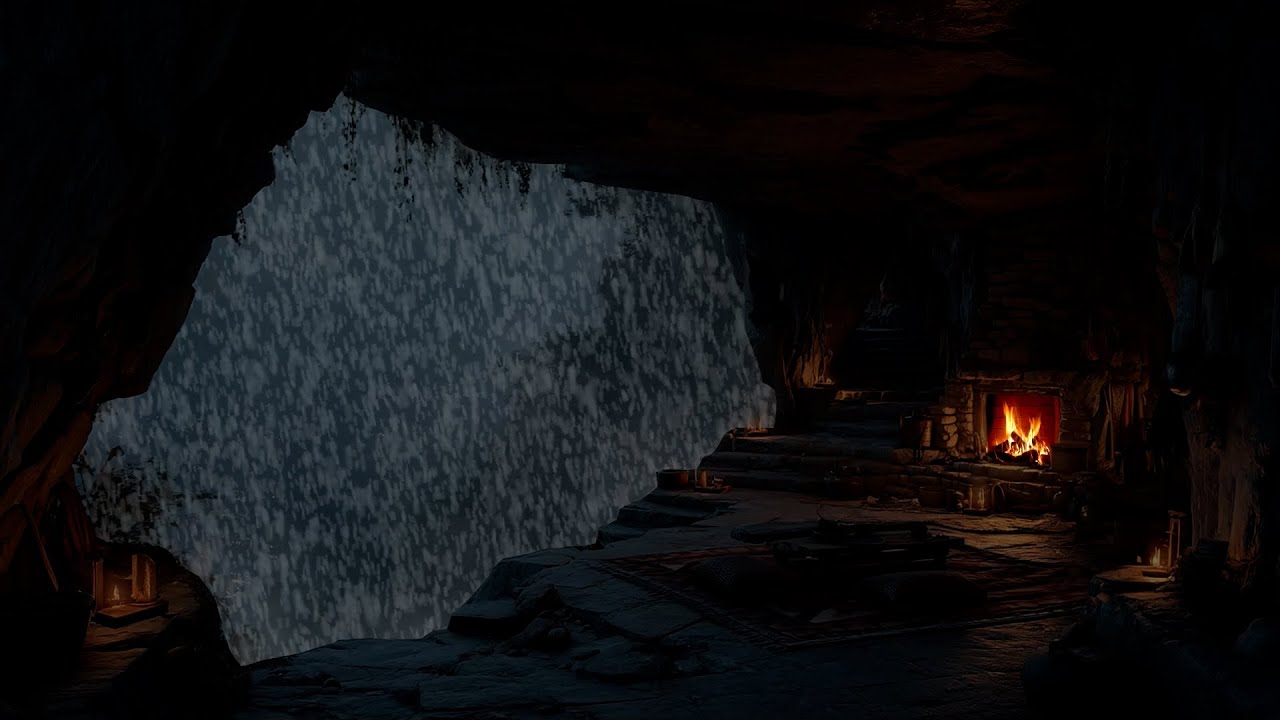 Relax In A Cozy Winter Cave With A Crackling Fire | Fall Asleep Fast ...