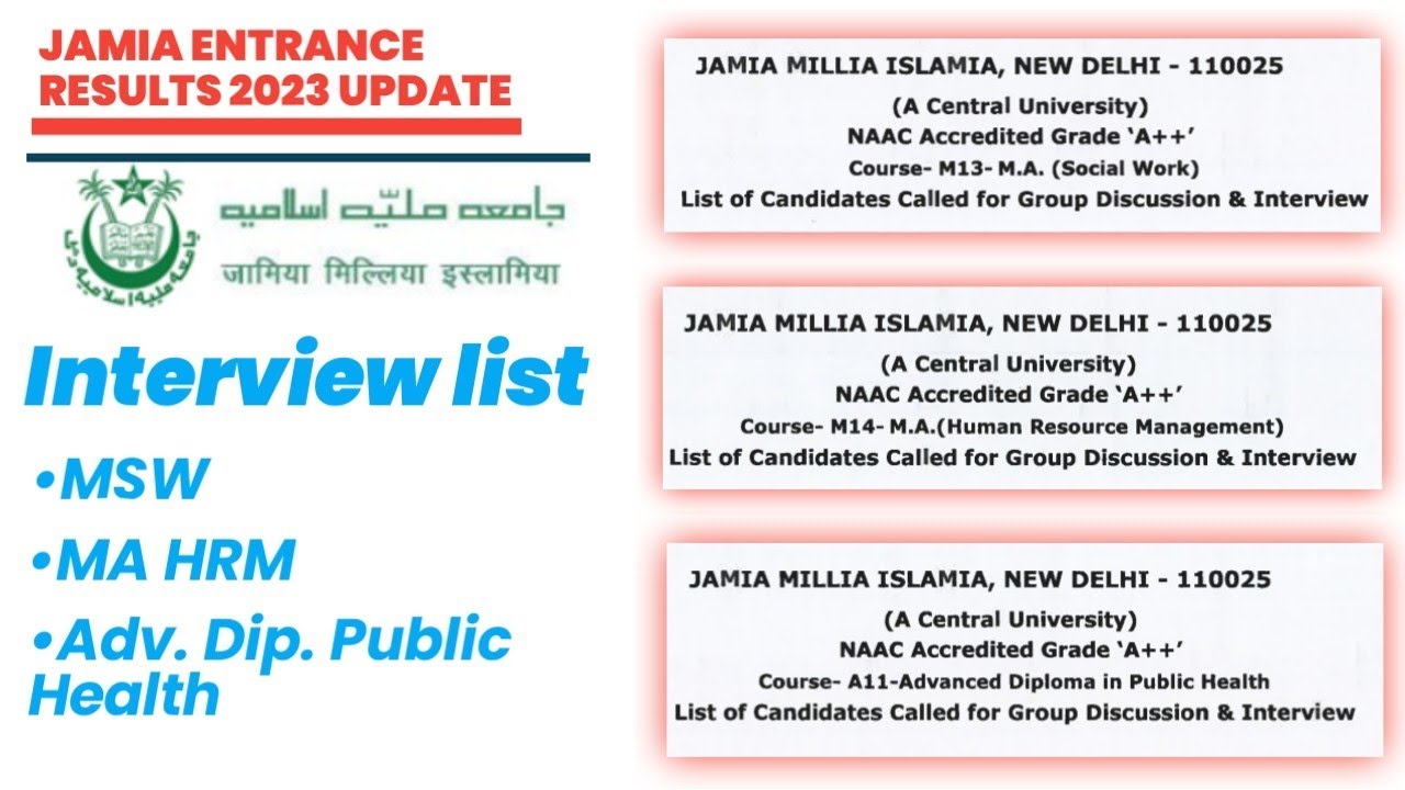 Jamia MA Social Work | MA Human Resources Management | Adv. Diploma in ...
