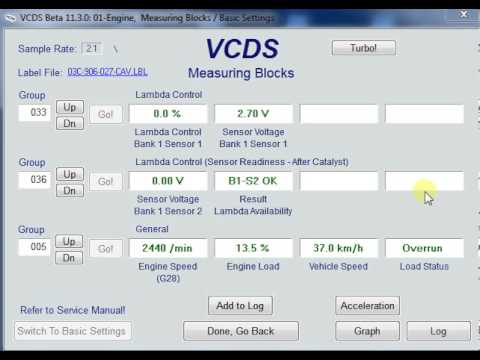 VCDS - test sondy lambda TSI 1.4 CAVD - YouTube