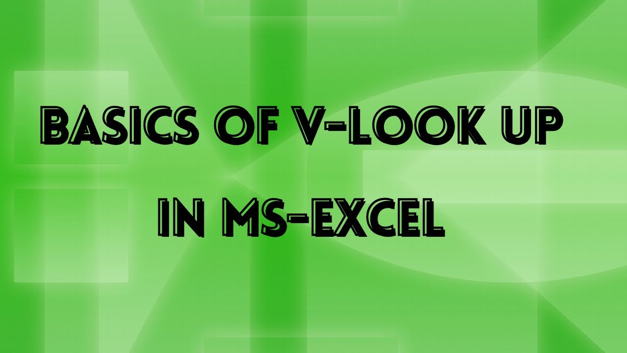 MS-Excel V-LOOKUP - Basics of V Look up - YouTube
