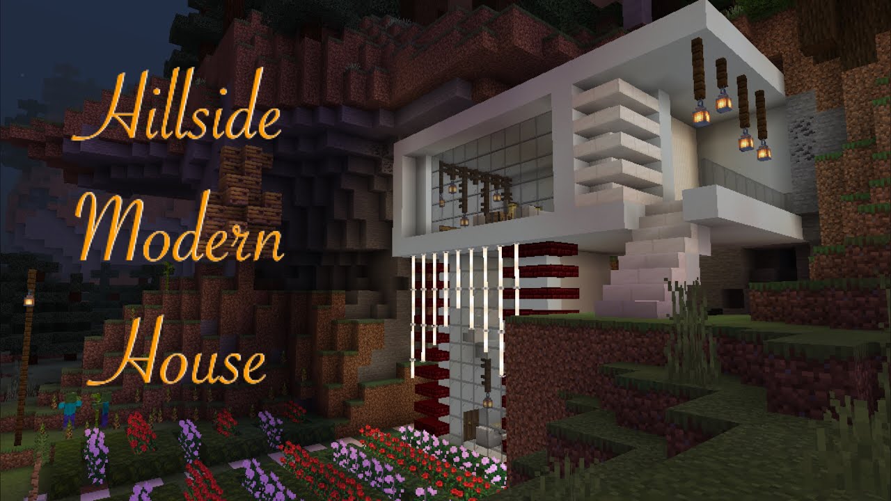Hillside Modern House design (Minecraft) - YouTube