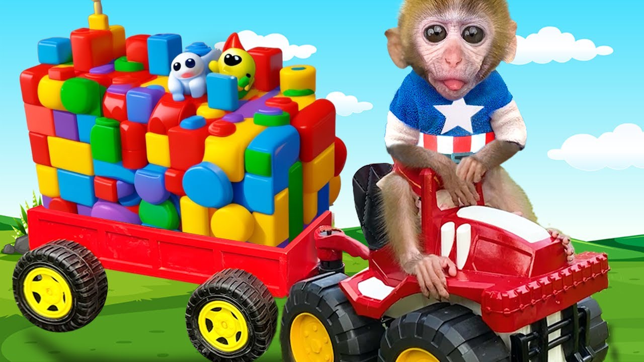 Baby Monkey Chu Chu Go To Buy Lego And Eat Watermelon With Duckling In ...