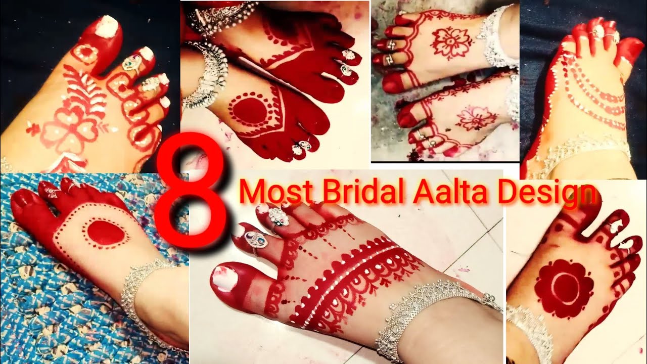 8 Most Hot Bridal Aalta Design For Hands & Feet || Aalta Design ...