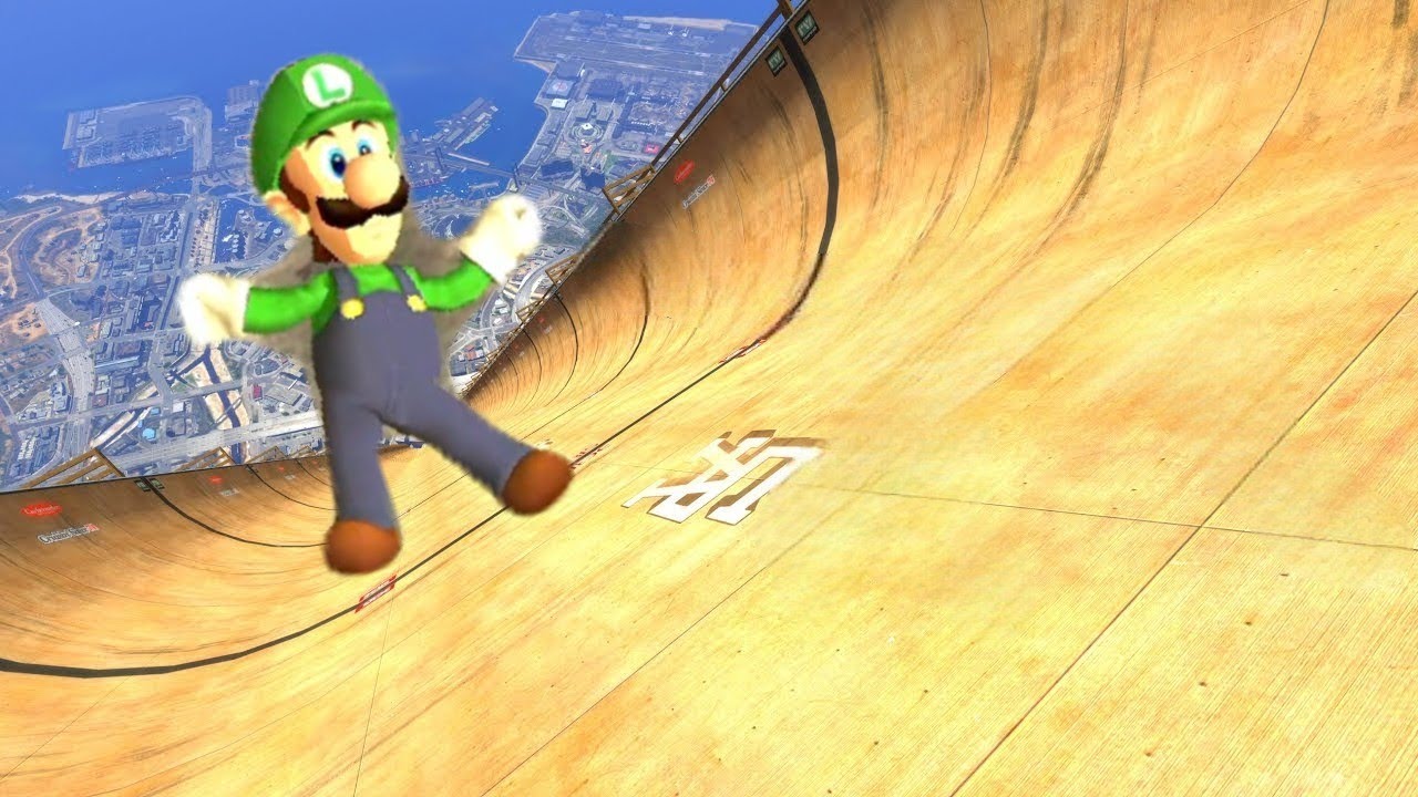 GTA Luigi - Funny Fails | Ragdolls | Falls | Mario Kart | Jumping off ...