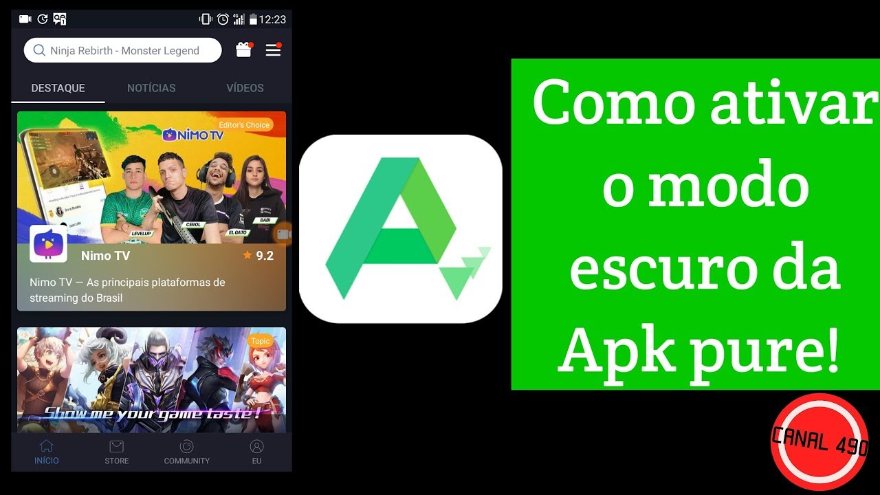 Como ativar o modo escuro da Apk Pure! - YouTube