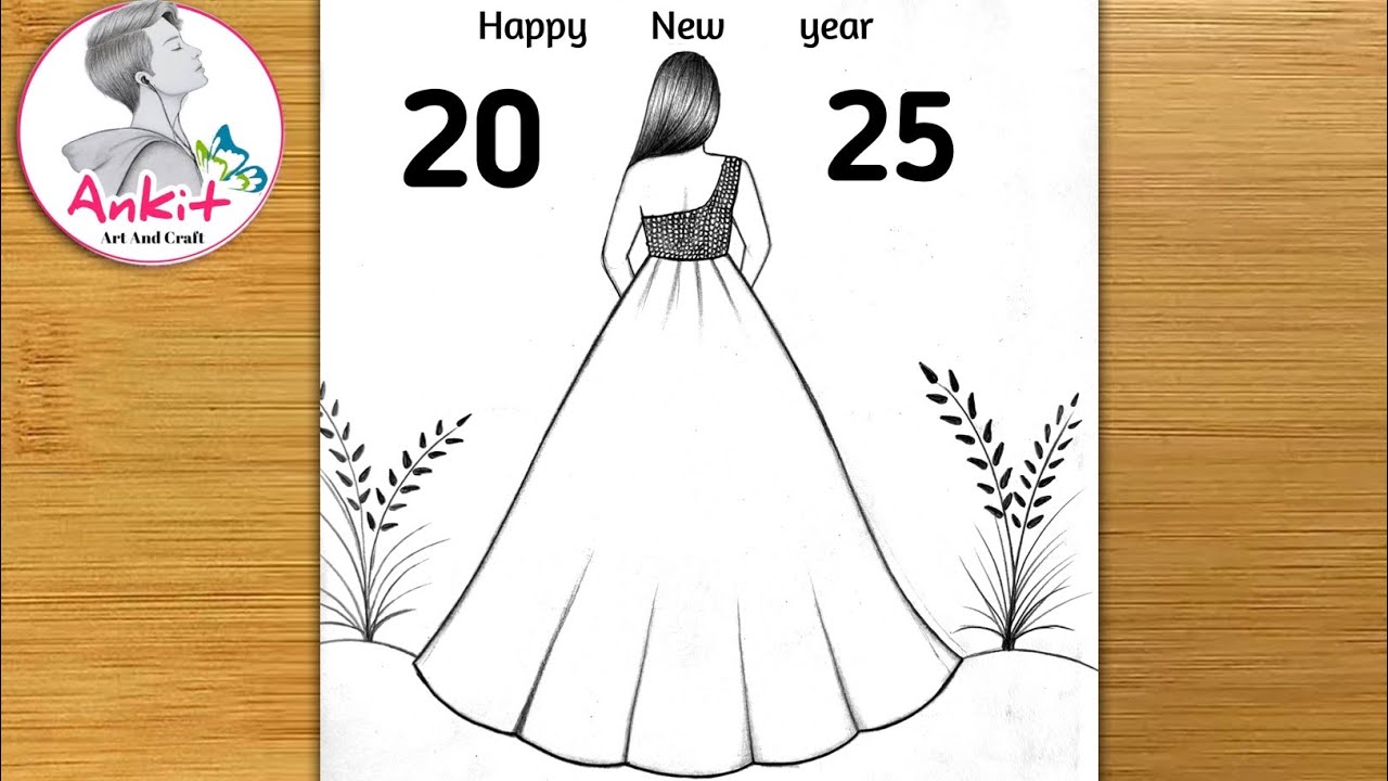 Happy new year drawing 2025 / How to make new year greeting card / Easy ...