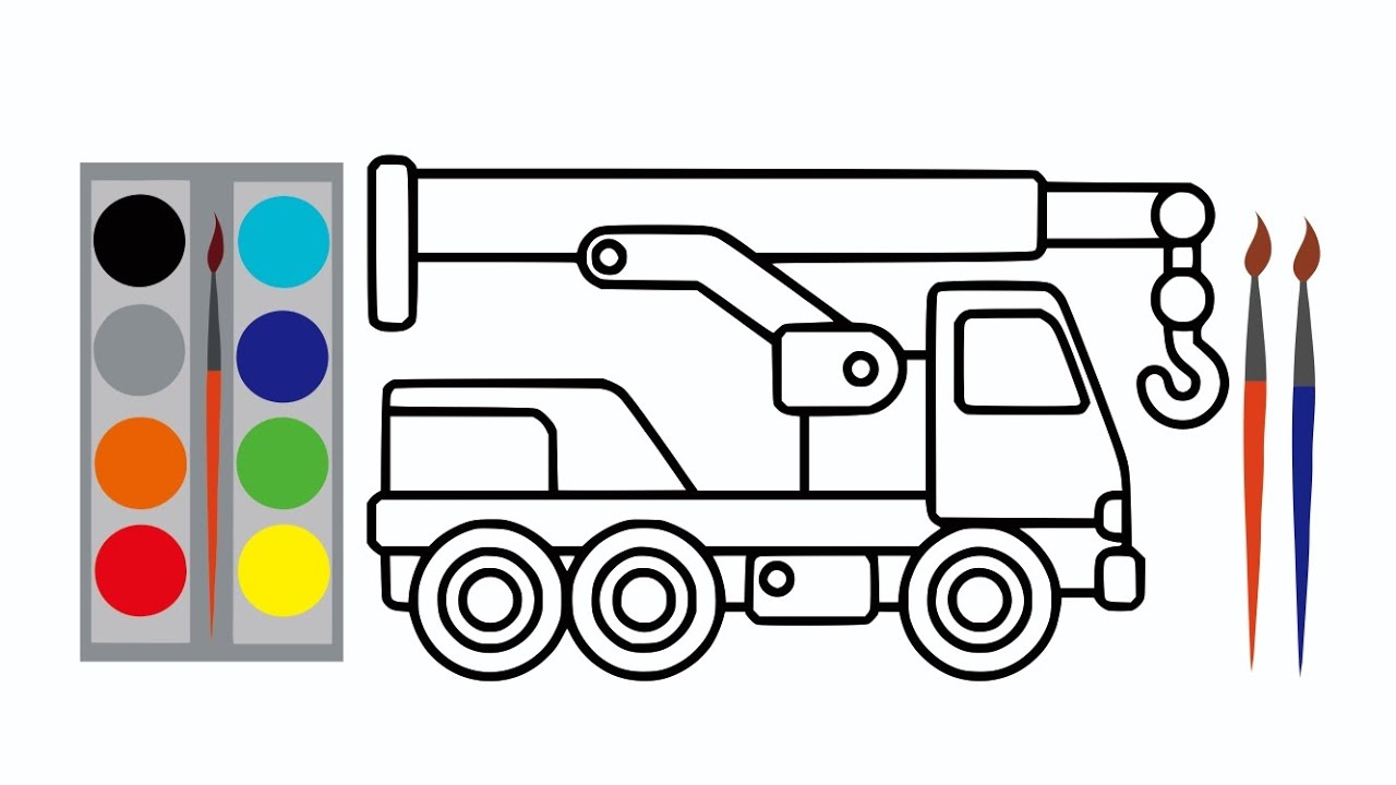 Menggambar, Melukis, dan Mewarnai Truk Derek untuk anak|how to draw and ...
