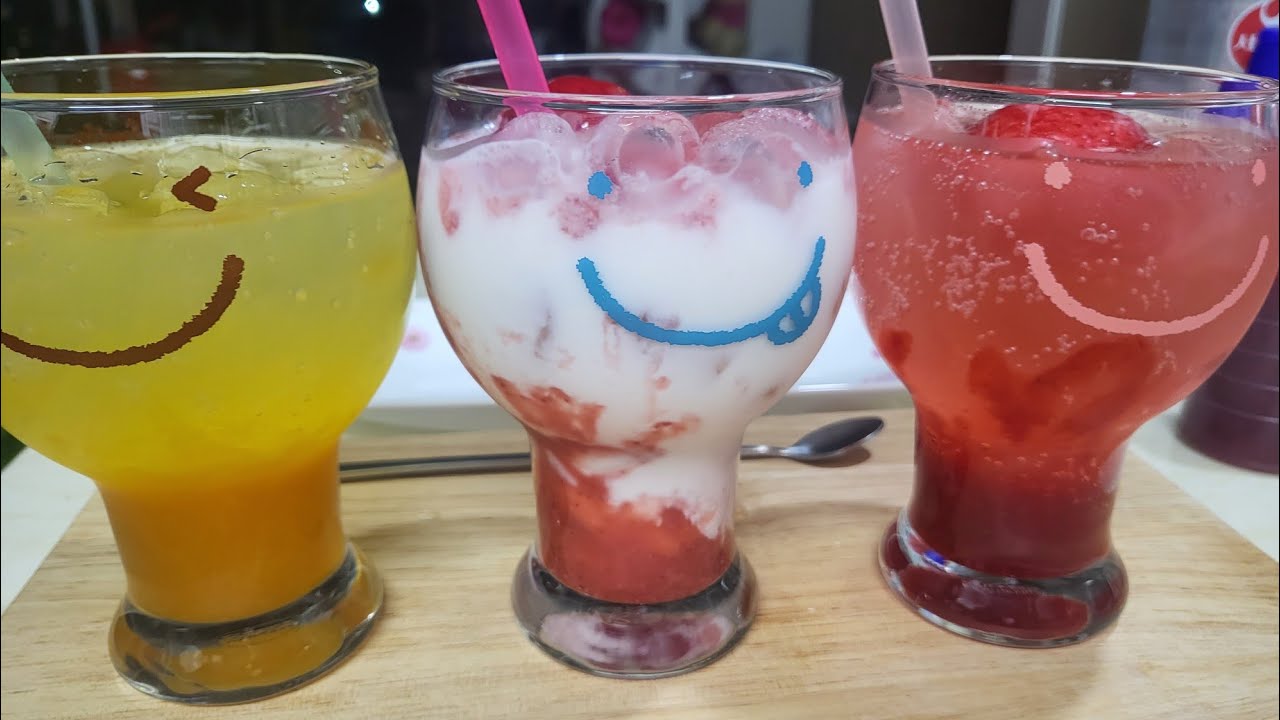 Strawberry Ade, Strawberry Latte, &Strawberry Icecream Waffle♡♡♡ - YouTube