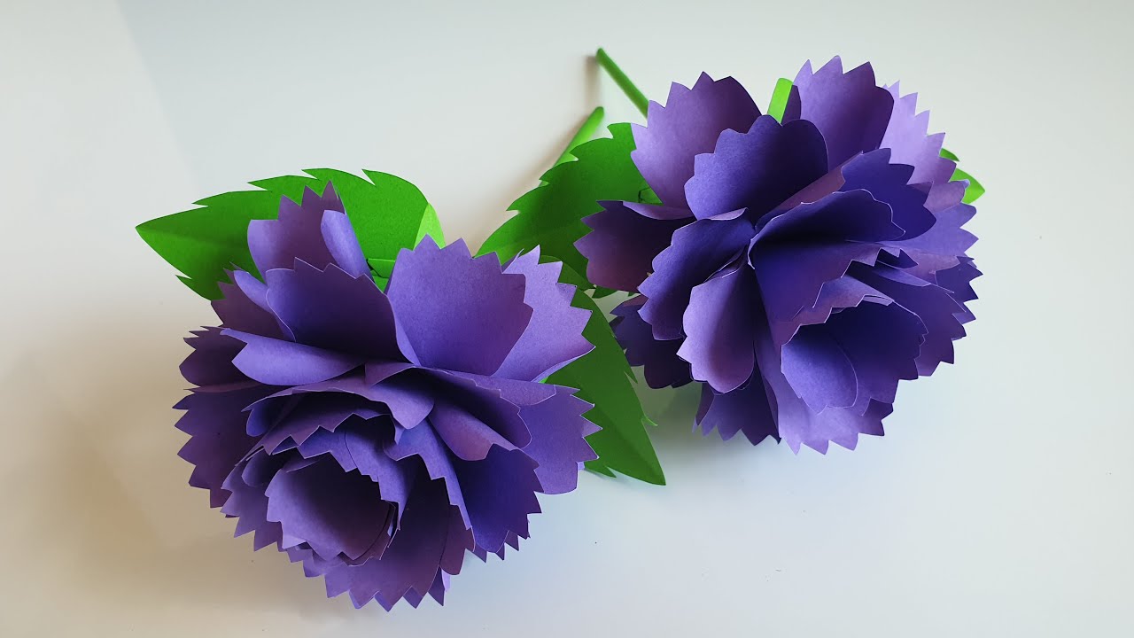 BUNGA ORIGAMI UNGU || KERAJINAN TANGAN || CARA MEMBUAT BUNGA KERTAS ...