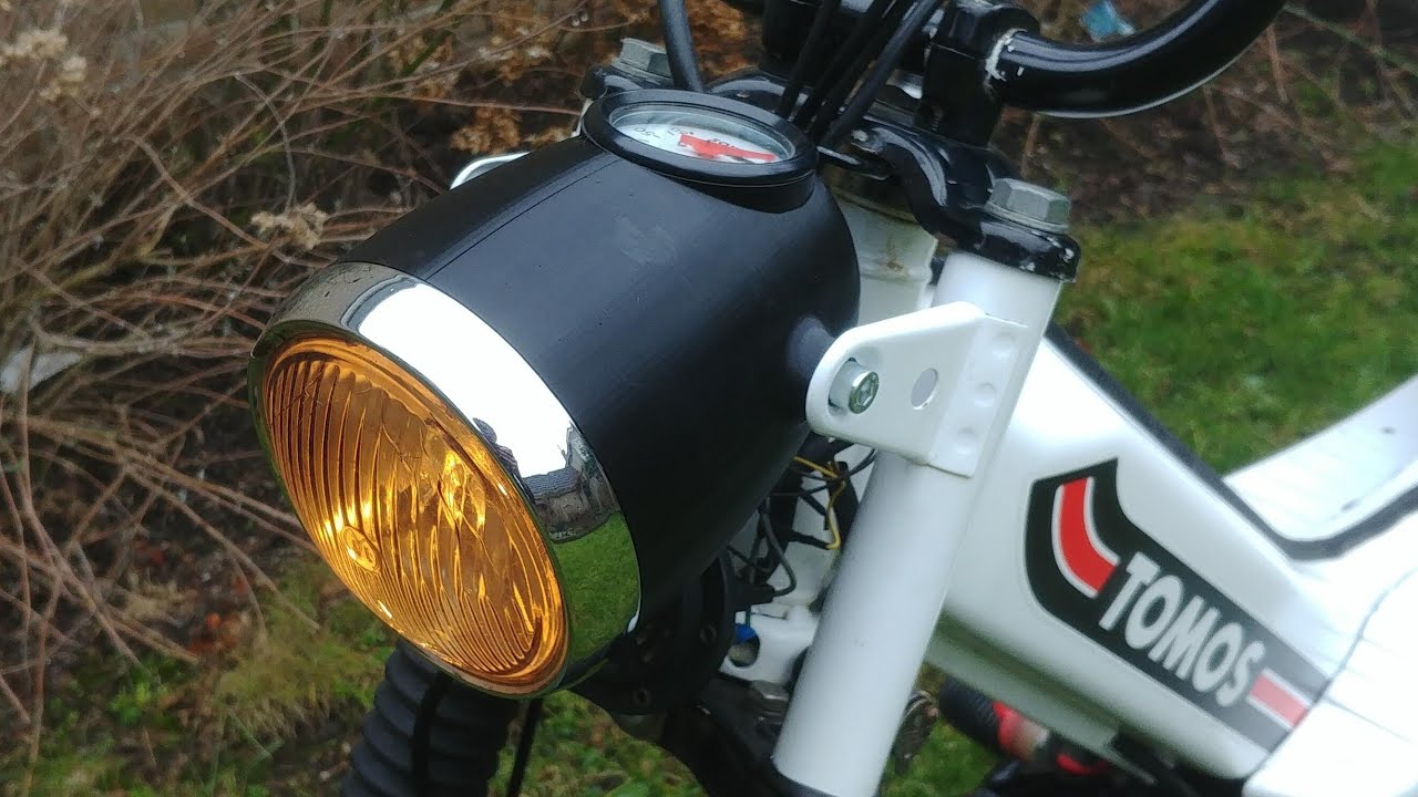 3D Printed Tomos 'Egg' Headlight with Speedometer - YouTube